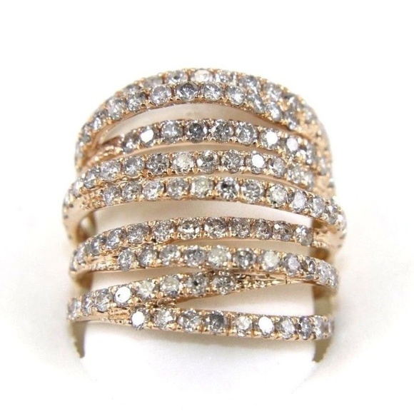 Jewelry | Bypass Criss Cross Diamond Ring Band 14k Rg 30ct | Poshmark
